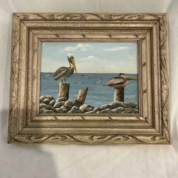 Hand Crafted | Wall Decor | Vintage Jack Jensen Oil Painting Pelican ...
